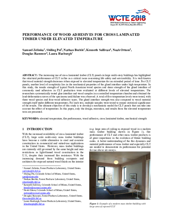 (PDF) Performance of Wood Adhesives for Cross Laminated Timber Under ...