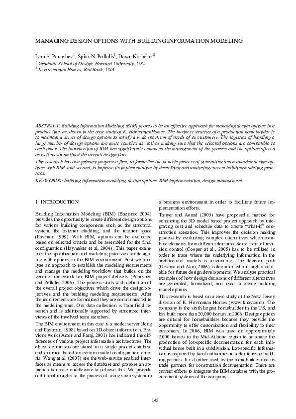 (PDF) Managing Design Options with Building Information Modeling