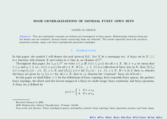 Pdf Some Generalizations Of Minimal Fuzzy Open Sets S Al Ghour