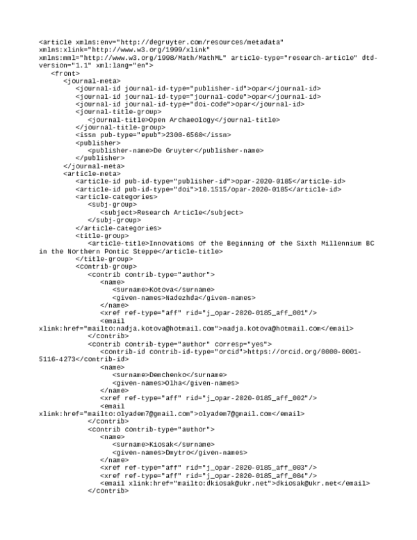 Innovations of the Beginning of the Sixth Millennium BC in the Northern ...