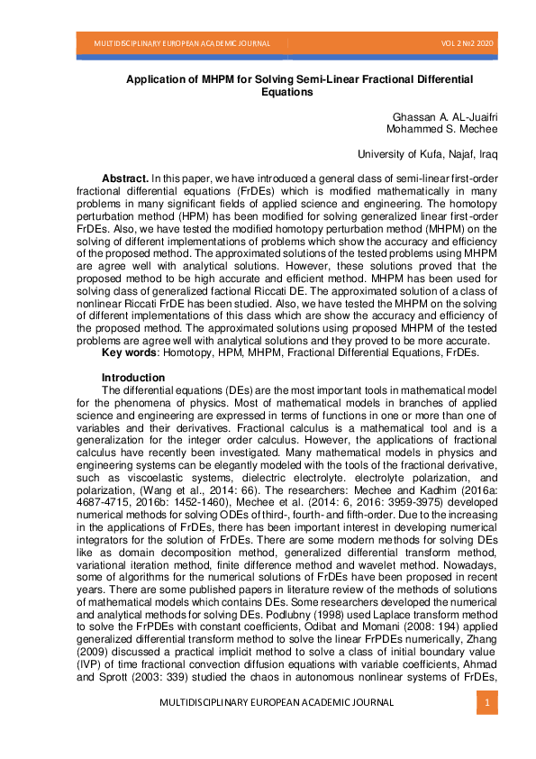 (PDF) Application of MHPM for Solving Semi-Linear Fractional ...