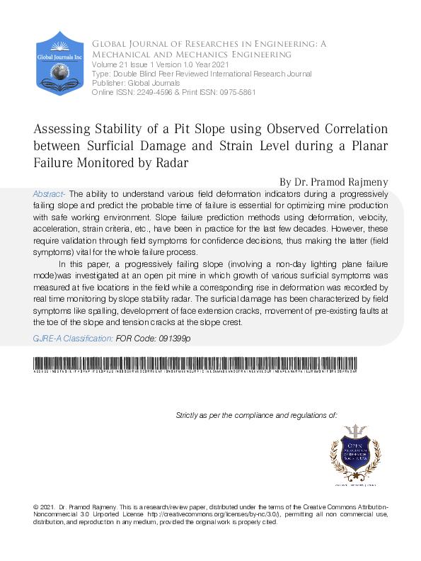 (PDF) Assessing Stability of a Pit Slope using Observed Correlation ...