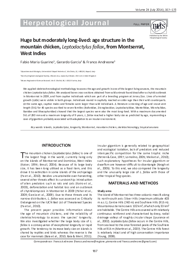 (PDF) Huge but moderately long-lived: age structure in the mountain ...