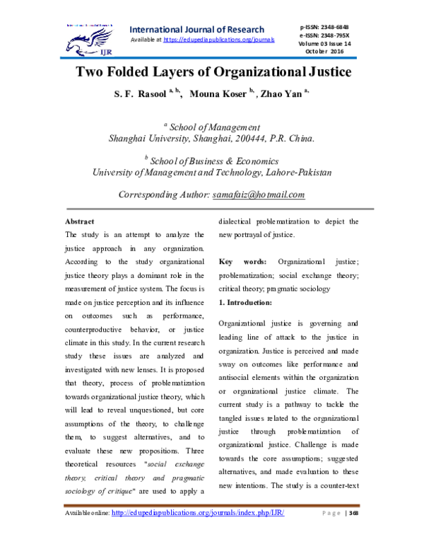 (PDF) Two Folded Layers of Organizational Justice