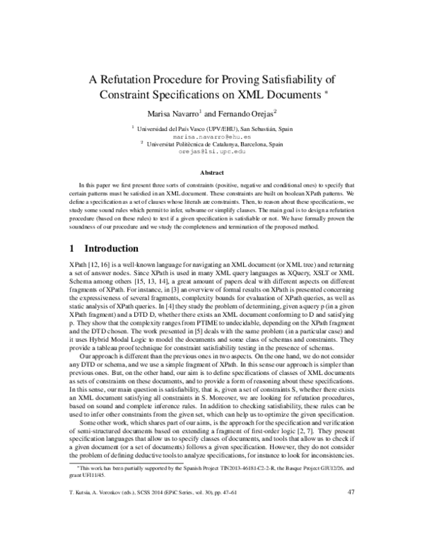 (PDF) A refutation procedure for proving satisfiability of constraint specifications on XML ...