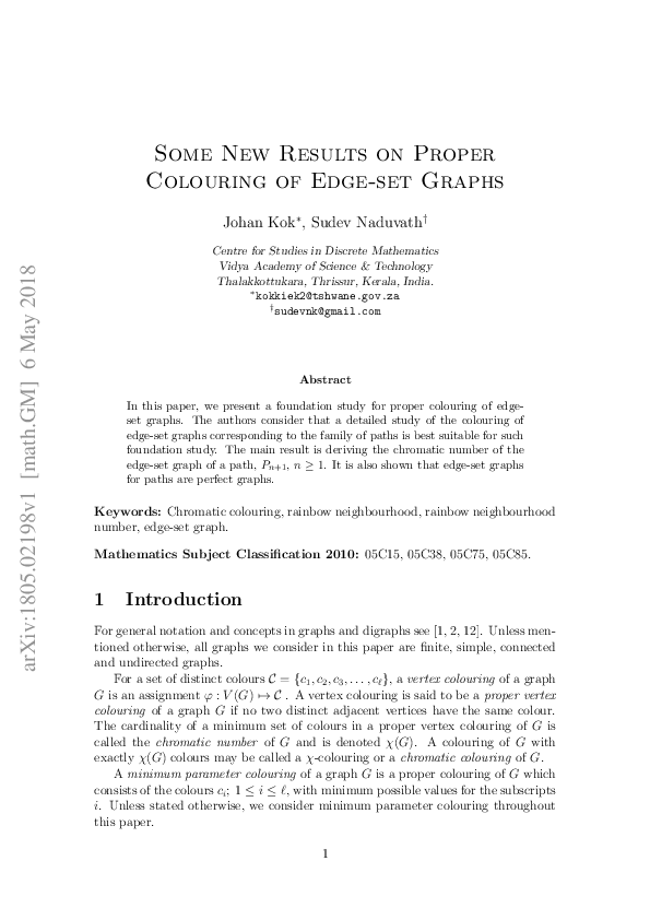 (PDF) Some new results on proper colouring of edge-set graphs