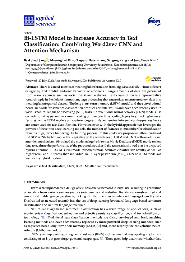 Pdf Bi Lstm Model To Increase Accuracy In Text Classification