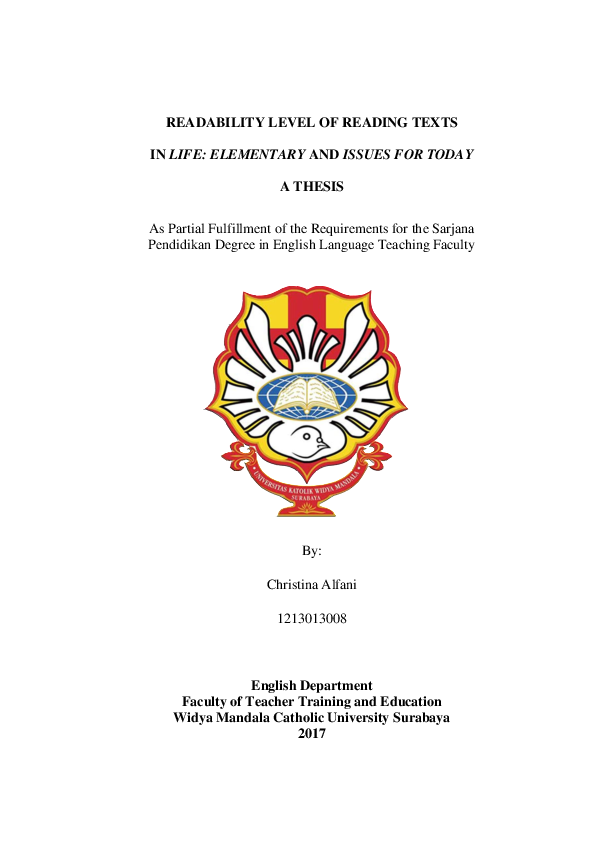(PDF) Readability level of reading texts in life: elementary and issues ...