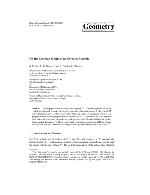 (PDF) On the Cocircuit Graph of an Oriented Matroid