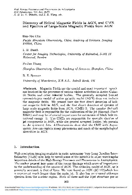 (PDF) Discovery of Helical Magnetic Fields in AGN, and CME and Ejection ...