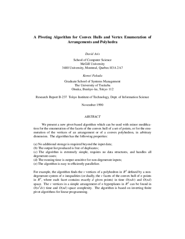 Pdf Efficient Pivoting For Convex Hulls And Polyhedra 
