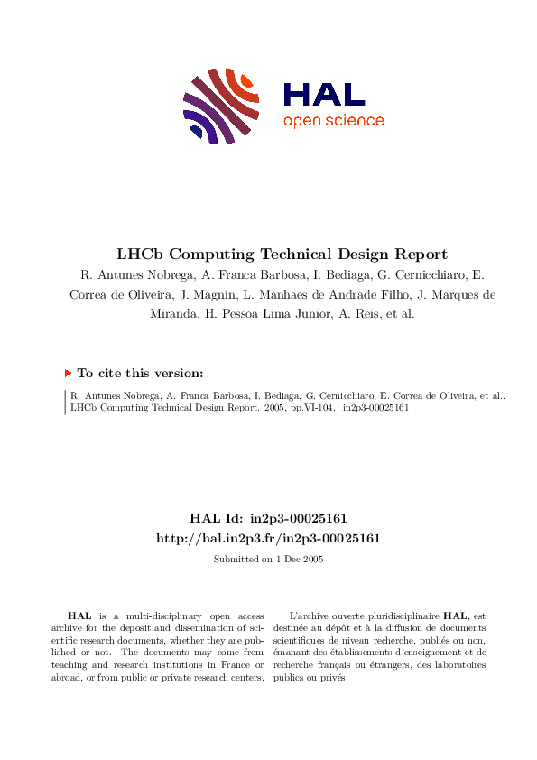 (PDF) LHCb computing : Technical Design Report | V. Carassiti ...