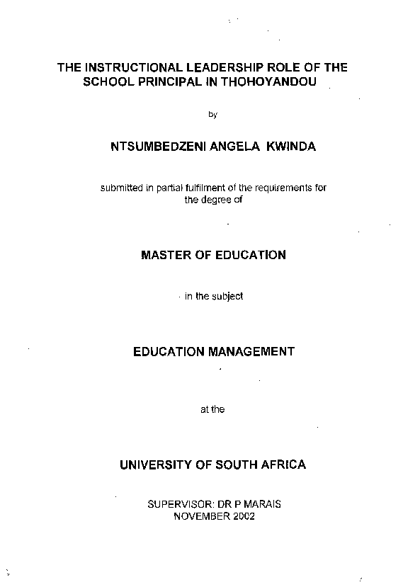 (PDF) The instructional leadership role of the school principal in ...