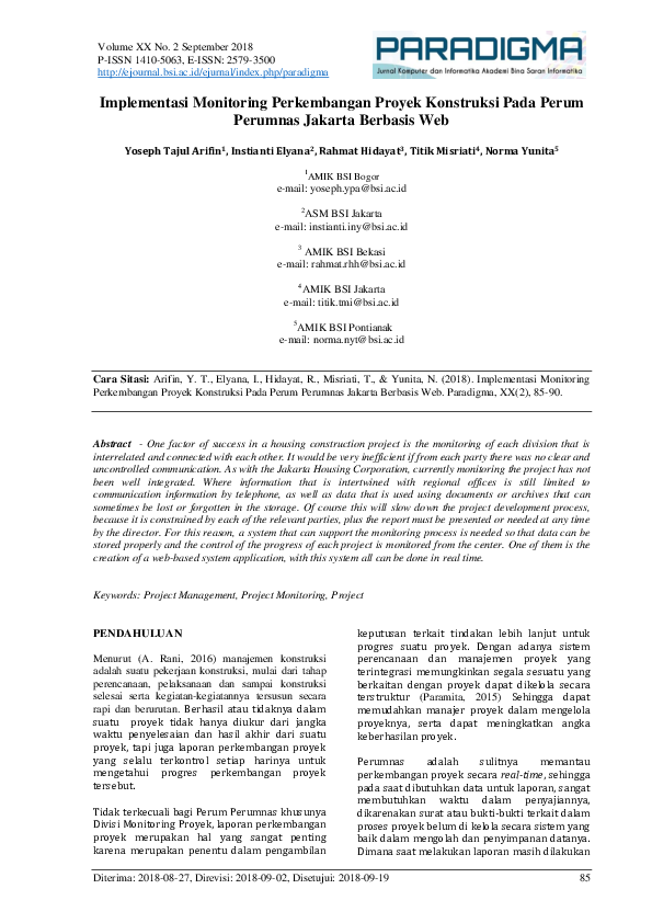 (PDF) Implementasi Monitoring Perkembangan Proyek Konstruksi Pada Perum ...
