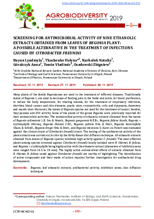 (PDF) Screening for Antimicrobial Activity of Nine Ethanolic Extracts ...