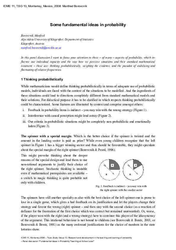 (PDF) Some Fundamental Ideas in Probability