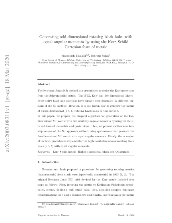 (PDF) Generating odd-dimensional rotating black holes with equal ...