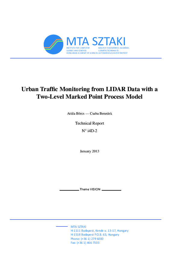 (PDF) Urban Traffic Monitoring from LIDAR Data with a Two-Level Marked Point Process Model