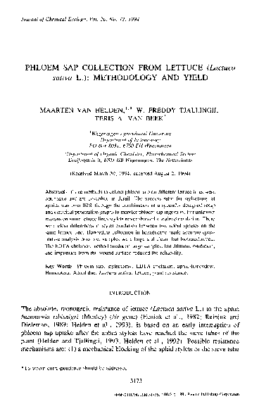 (PDF) Phloem sap collection from lettuce (Lactuca sativa L ...