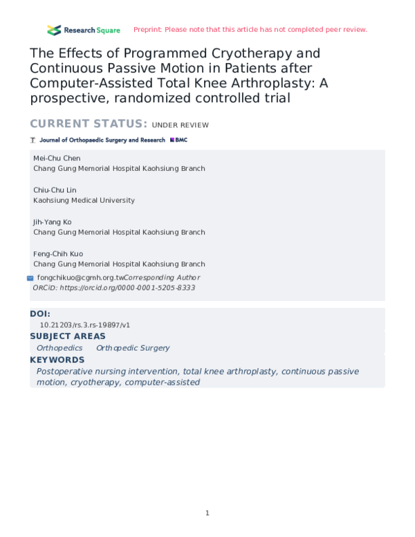 (PDF) The Effects of Programmed Cryotherapy and Continuous Passive ...