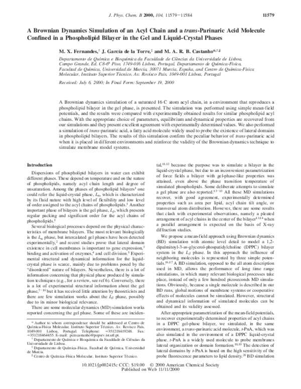 (PDF) A Brownian dynamics simulation of an acyl chain and a trans ...