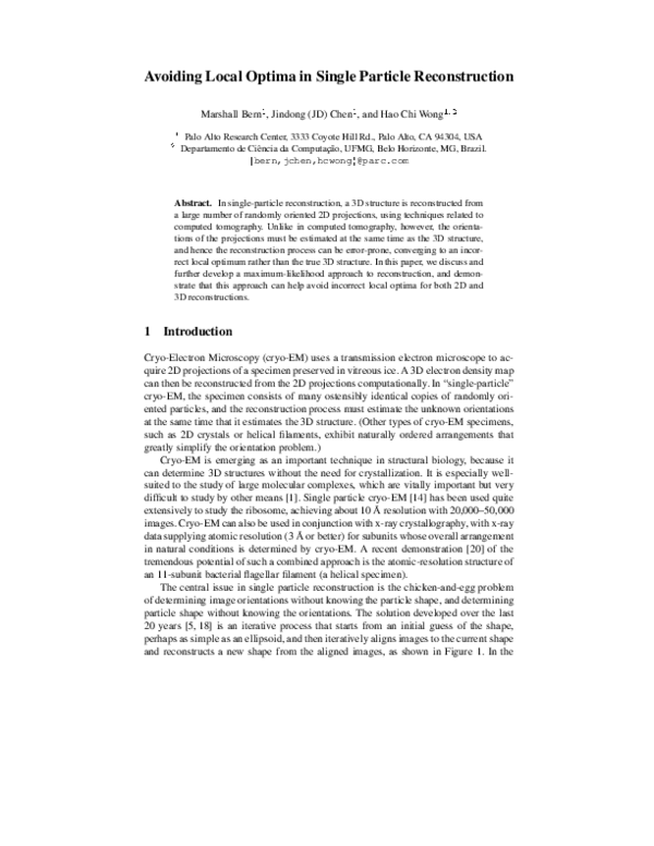 (PDF) Avoiding local optima in single particle reconstruction