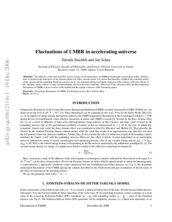 (PDF) Fluctuations of CMBR in accelerating universe