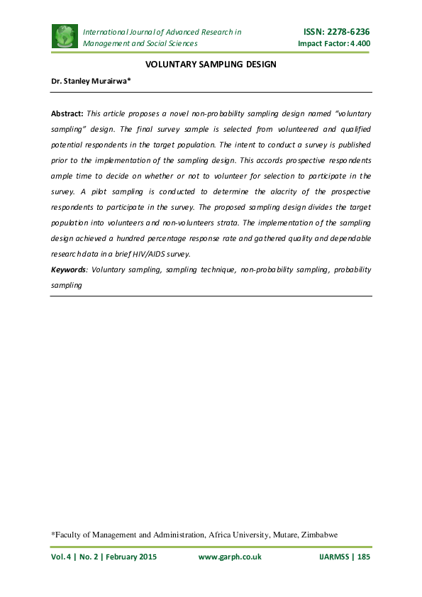 (PDF) Voluntary Sampling Design