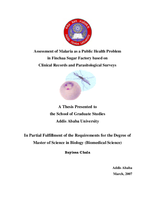 (PDF) Assessment of Malaria as a Public Health Problem in Finchaa Sugar ...