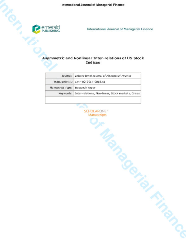 (PDF) Asymmetric and nonlinear inter-relations of US stock indices