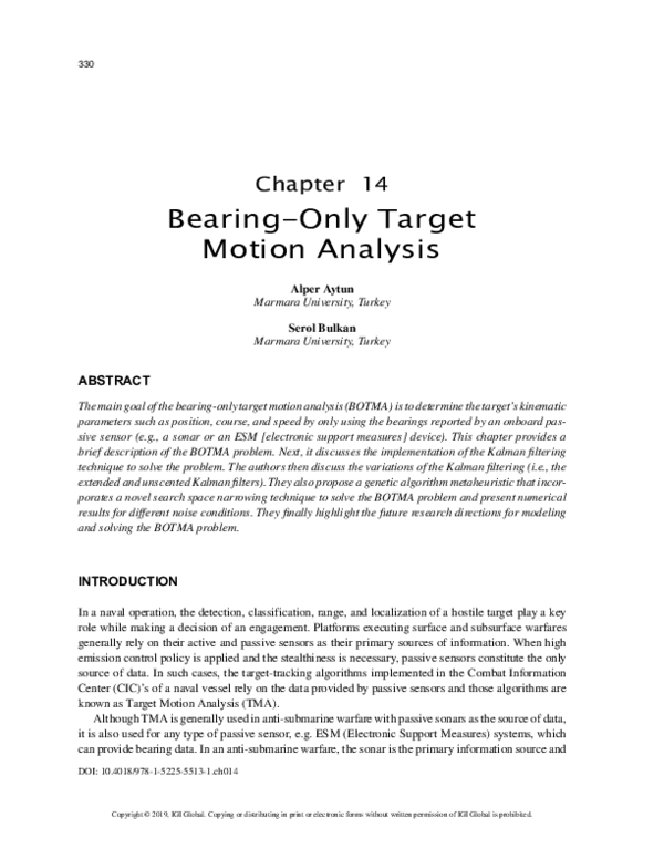 (PDF) Bearing-Only Target Motion Analysis
