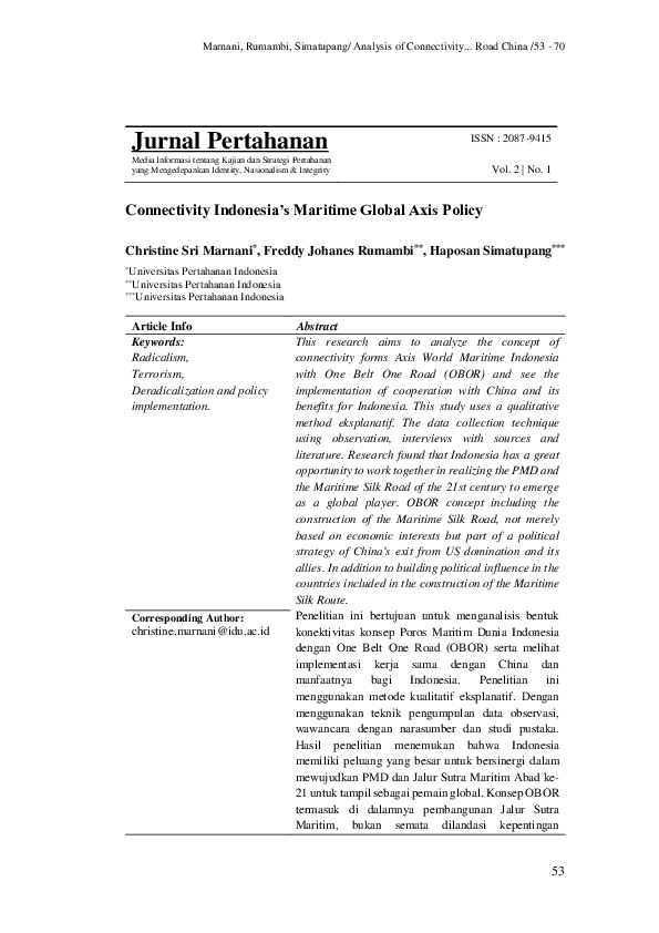 (PDF) Connectivity Indonesia’s Maritime Global Axis Policy