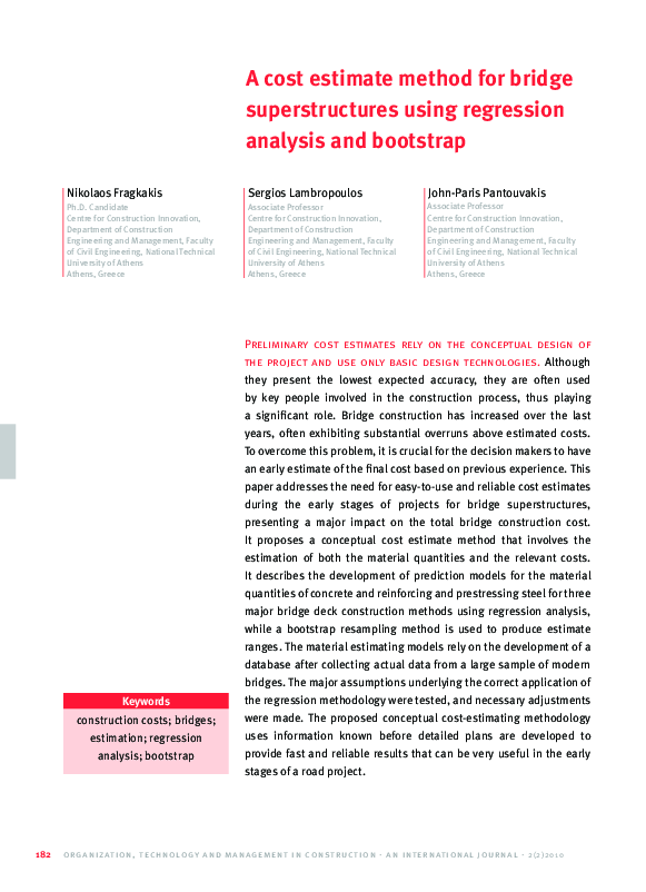 (PDF) A cost estimate method for bridge superstructures using ...