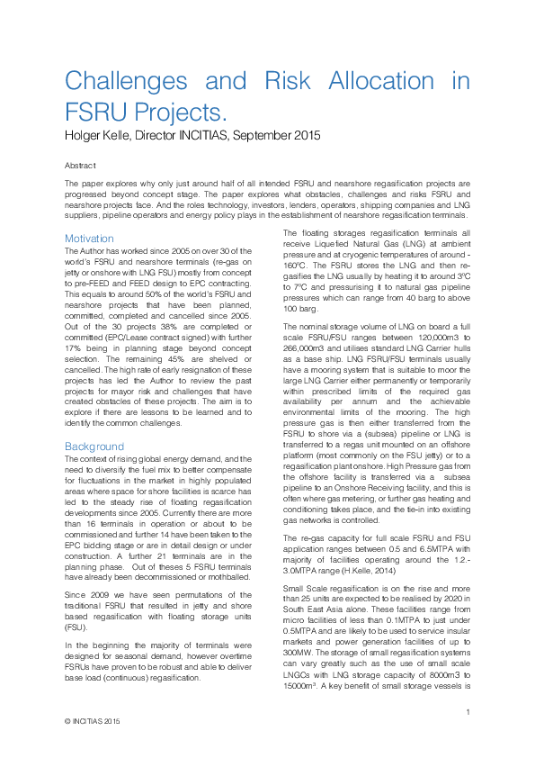 (PDF) Challenges and Risk Allocation in FSRU Projects