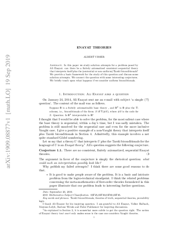 (PDF) Enayat Theories