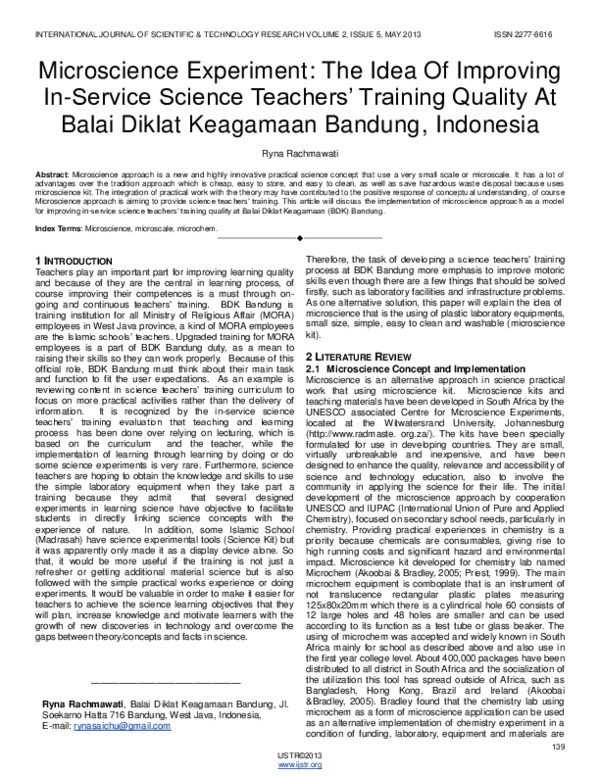 (PDF) Microscience Experiment: The Idea Of Improving In-Service Science ...