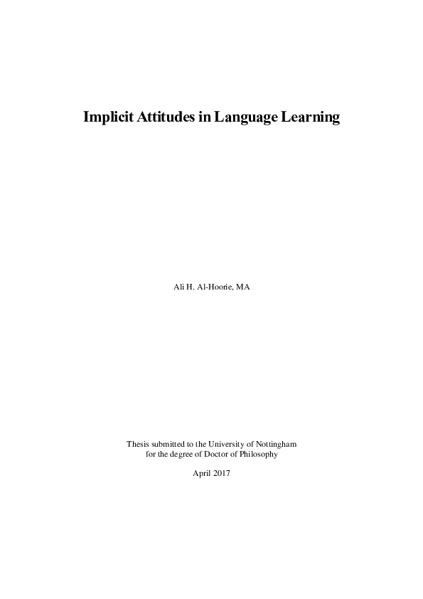 (PDF) Implicit attitudes in language learning