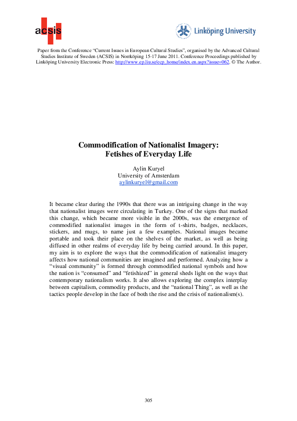 (PDF) Commodification of Nationalist Imagery: Fetishes of Everyday Life