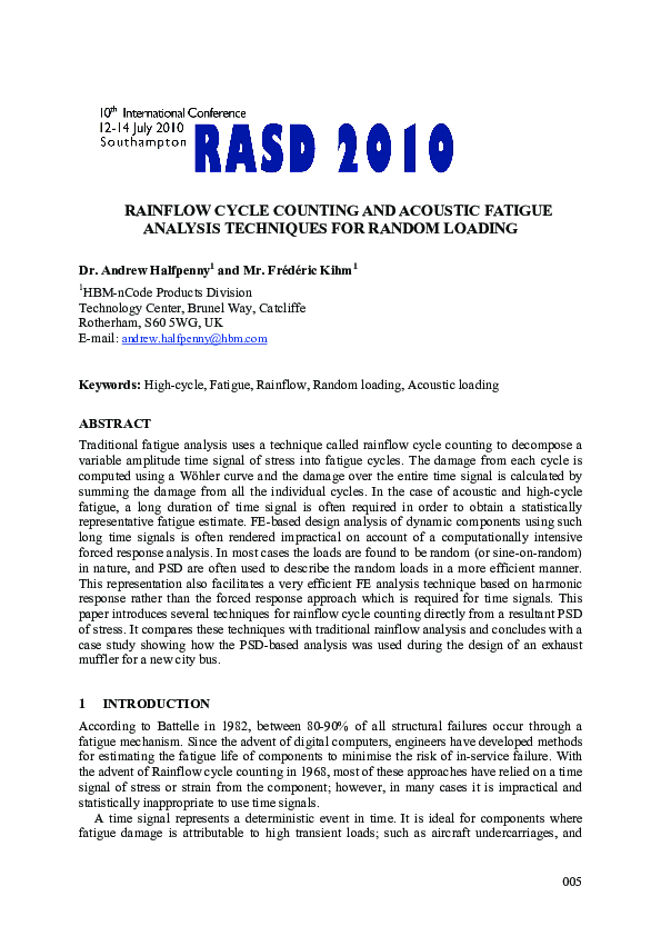 (PDF) Rainflow Cycle Counting and Acoustic Fatigue Analysis Techniques ...