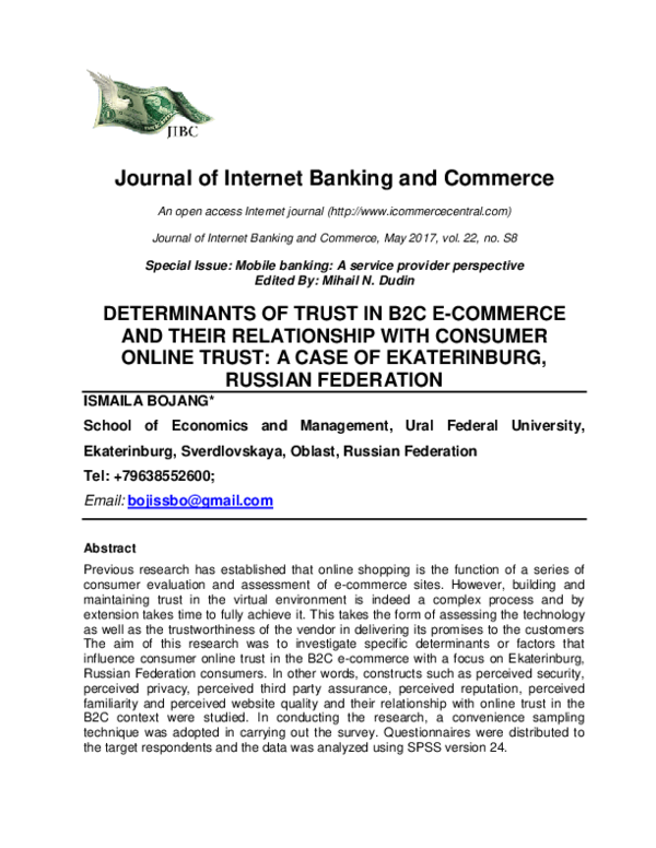 Pdf Determinants Oof Trust In B2c E Commerce And Their Relationship With Consumer Online Trust
