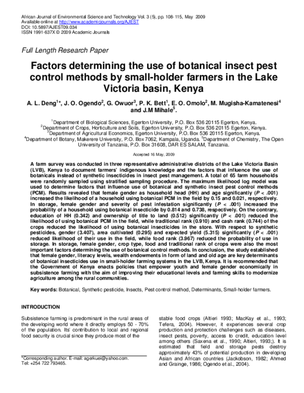 (PDF) Botanical Pest Control in Kenya's Small Farms