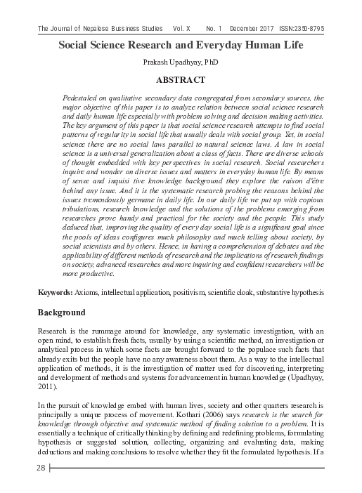 (PDF) Social Science Research and Everyday Human Life