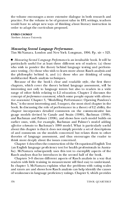 (PDF) Measuring Second Language Performance