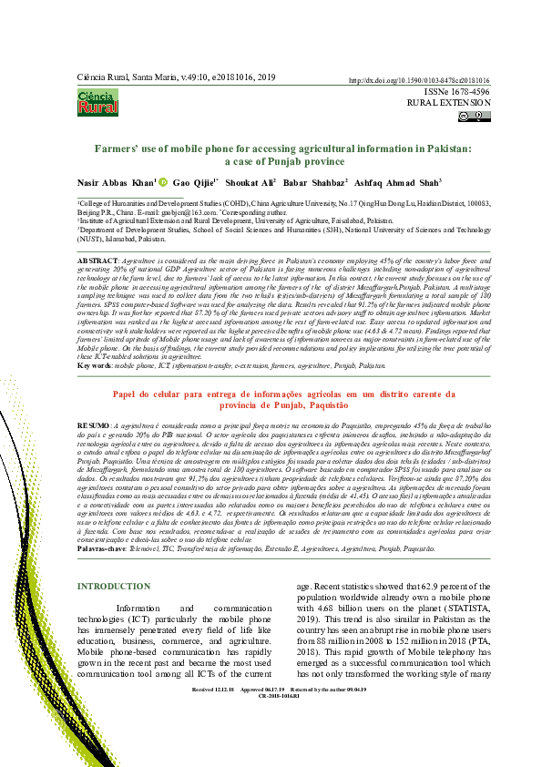(PDF) Farmers’ use of mobile phone for accessing agricultural ...