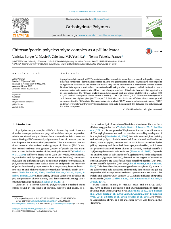 (PDF) hitosan / pectin polyelectrolyte complex as a pH indicator inicius