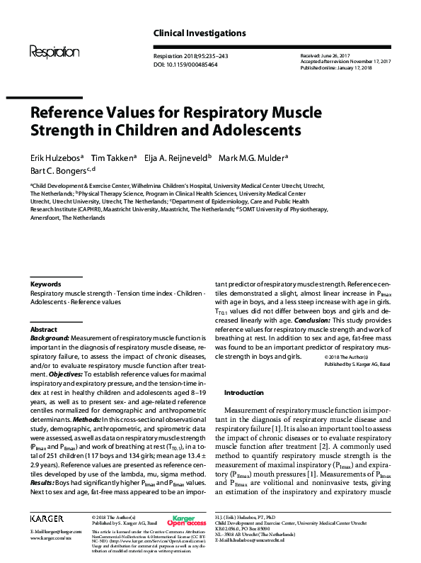 (PDF) Reference Values for Respiratory Muscle Strength in Children and ...