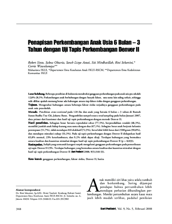 (PDF) Penapisan Perkembangan Anak Usia 6 Bulan – 3 Tahun dengan Uji ...