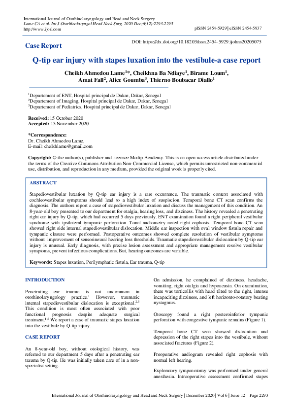 (PDF) Q-tip ear injury with stapes luxation into the vestibule-a case ...