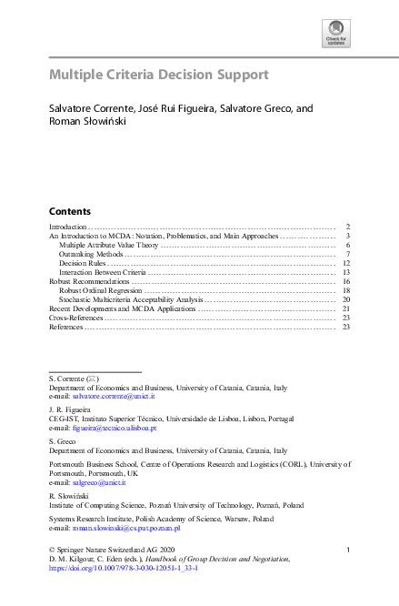 (PDF) Multiple Criteria Decision Support