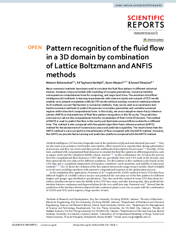 (PDF) Pattern recognition of the fluid flow in a 3D domain by ...
